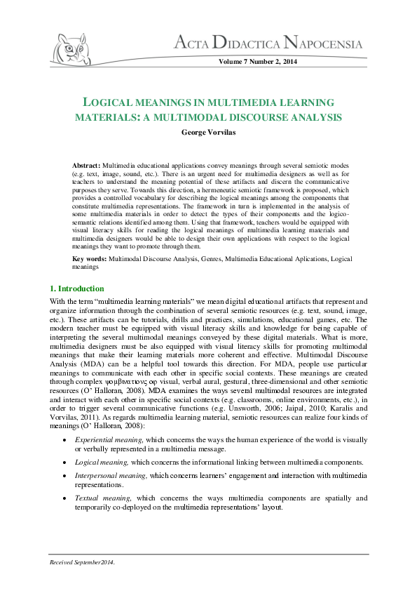 Logical meanings in multimedia learning materials: a multimodal ...