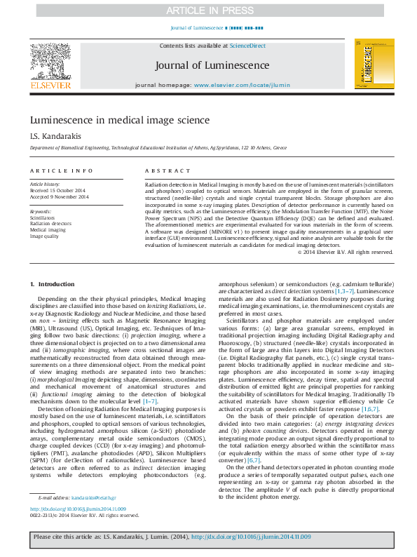 (PDF) Luminescence in medical image science