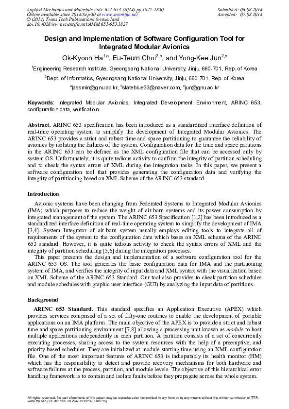 Design and Implementation of Software Configuration Tool for Integrated Modular Avionics