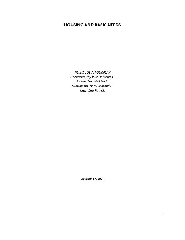 (PDF) HOUSING AND BASIC NEEDS