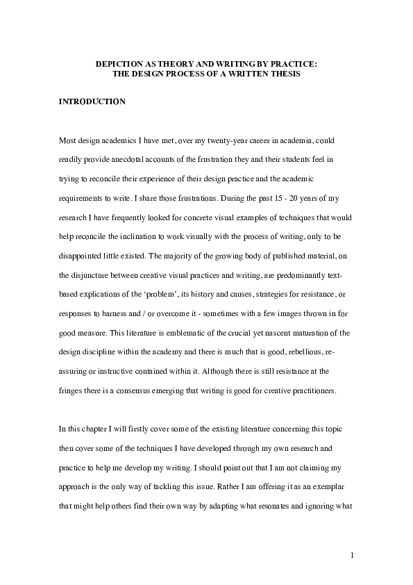 (PDF) Depiction As Theory And Writing By Practice: The Design Process ...