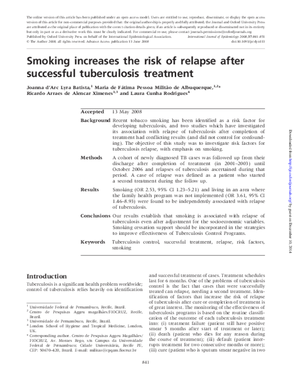(PDF) Smoking increases the risk of relapse after successful ...