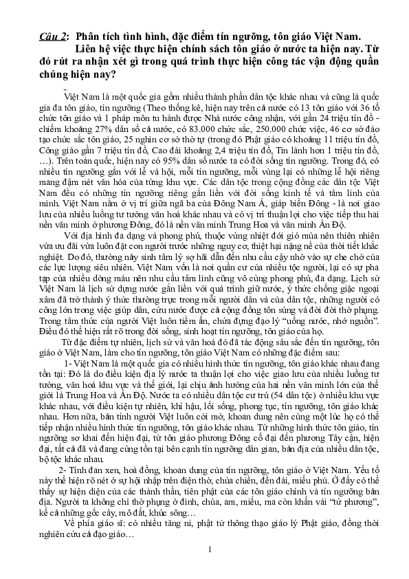 (DOC) Câu 2 đ ng qu n chúng hi n nay? Các dân t c trong c ng đ ng các dân