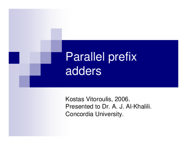 (PDF) Parallel prefix adders