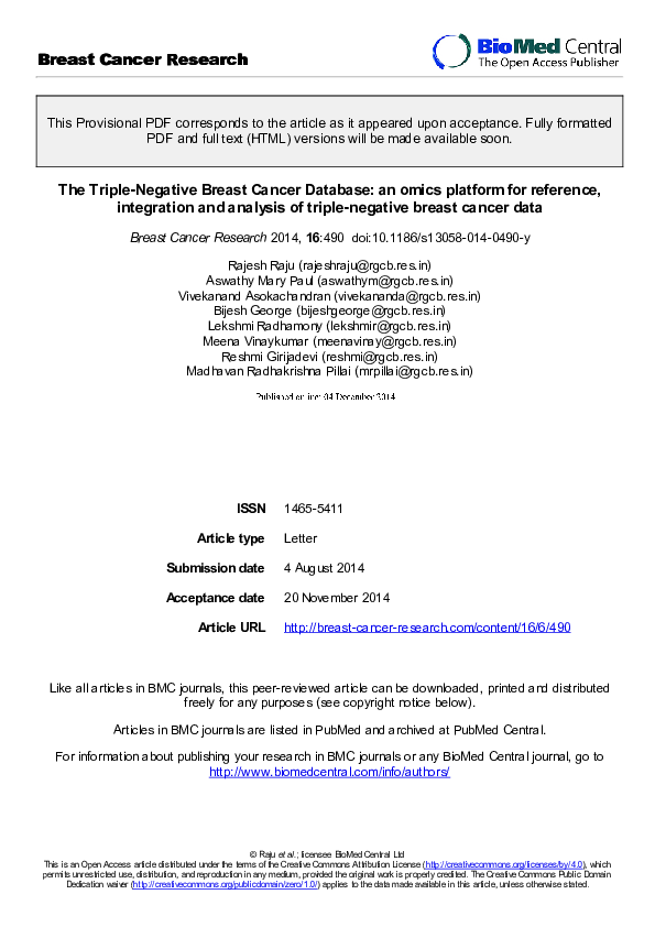 (PDF) The Triple-Negative Breast Cancer Database: an omics platform for ...
