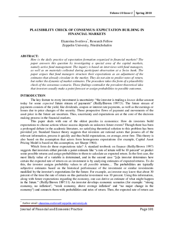 (PDF) Plausibility check of consensus: Expectation building in ...