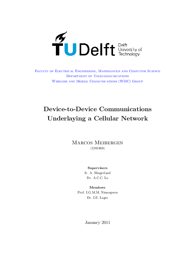 Pdf Device To Device Communications Underlaying A Cellular Network
