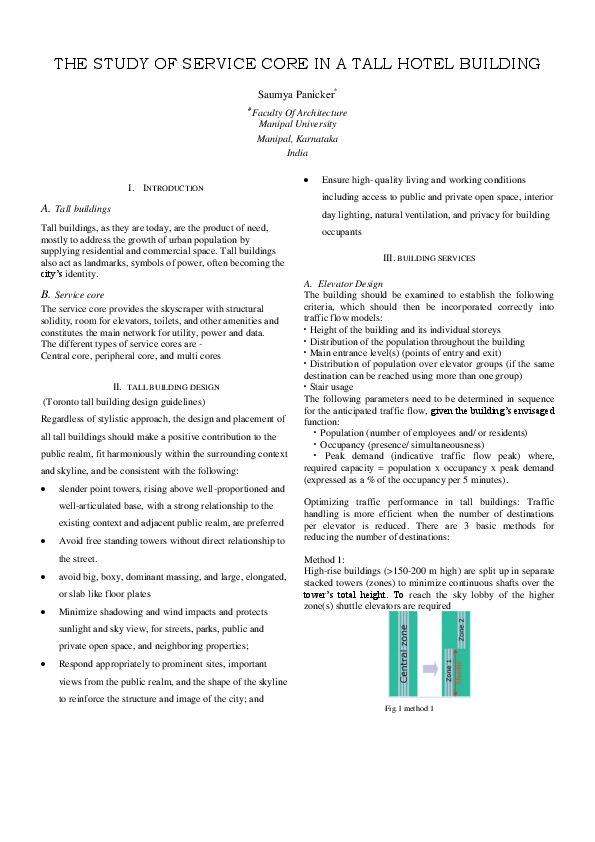 (PDF) THE STUDY OF SERVICE CORE IN A TALL HOTEL BUILDING