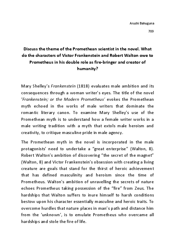 (DOC) The Promethean Myth in Mary Shelley's Frankenstein