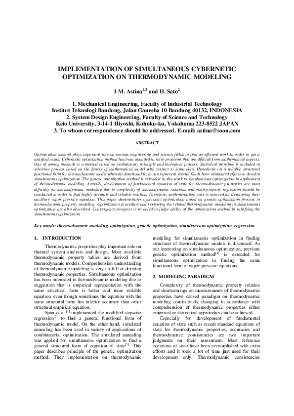 (PDF) Implementation of Simultaneous Cybernetic Optimization on ...