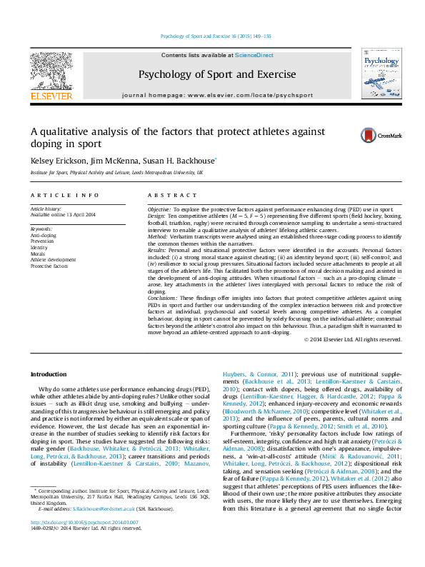 (PDF) A qualitative analysis of the factors that protect athletes ...