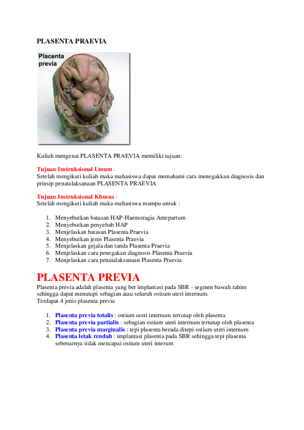 (PDF) PLASENTA PRAEVIA