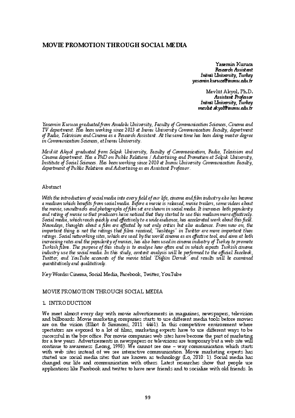 (PDF) MOVIE PROMOTION THROUGH SOCIAL MEDIA