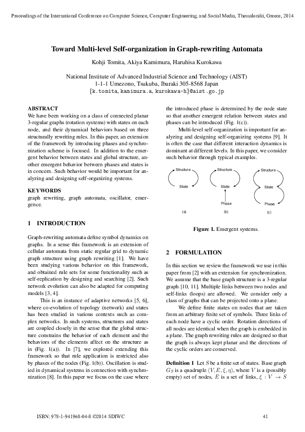 (PDF) Toward Multi-level Self-organization in Graph-rewriting Automata