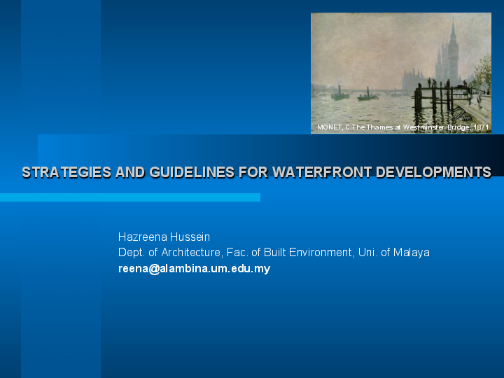 (PDF) Strategies and Guidelines for Waterfront Developments