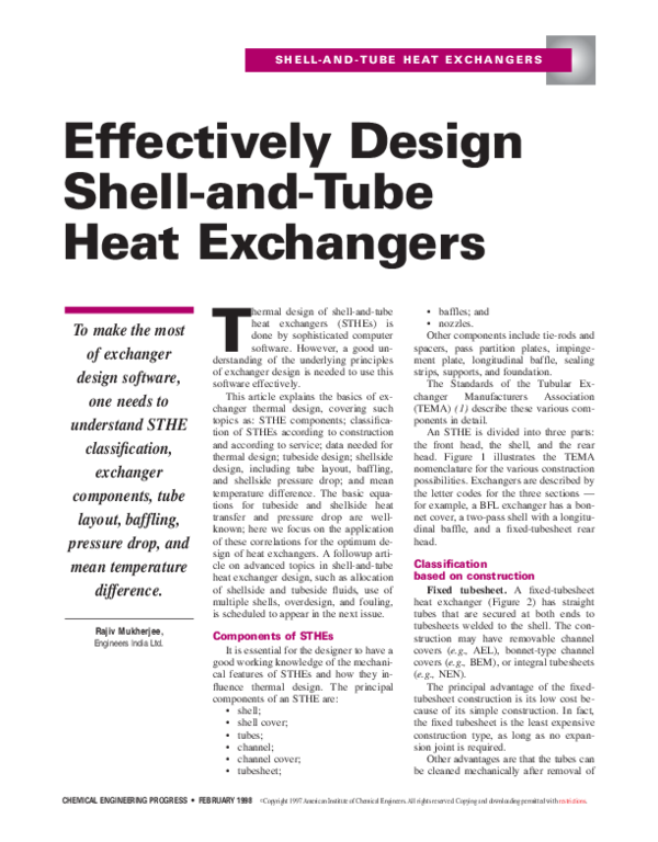 (PDF) Effectively Design Shell-and-Tube