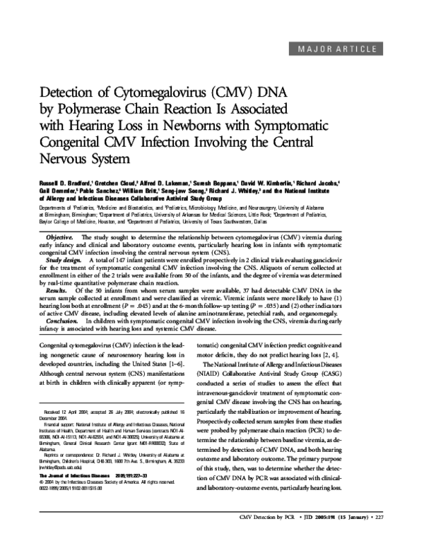 (PDF) Detection of Cytomegalovirus (CMV) DNA by Polymerase Chain ...