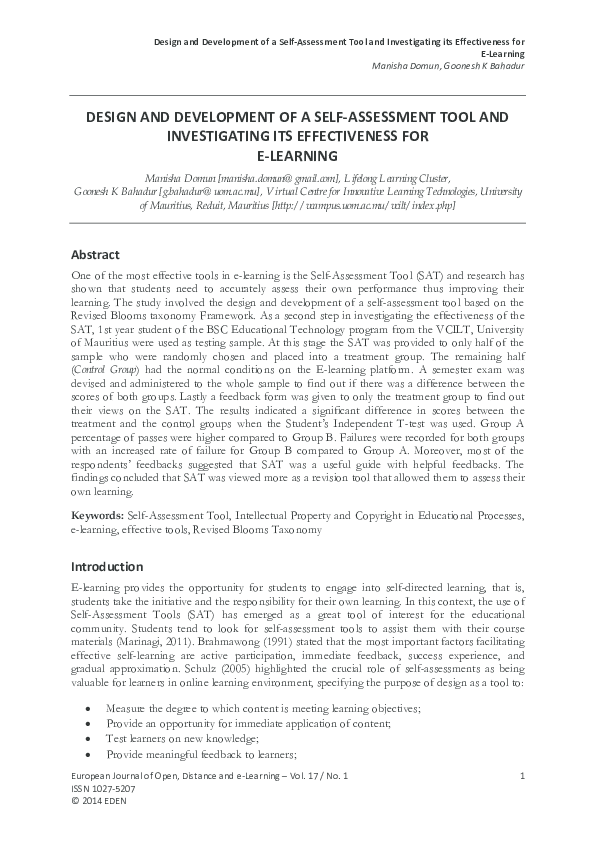 (PDF) Development of a continuous improvement self-assessment tool