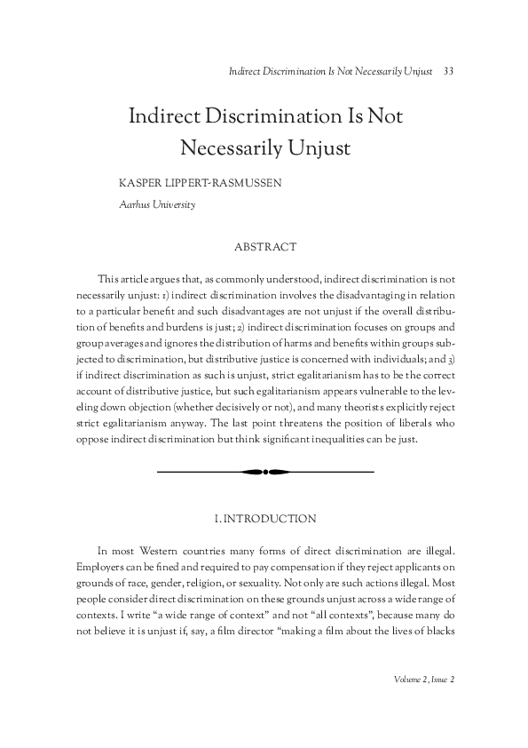 (PDF) Indirect Discrimination is Not Necessarily Unjust