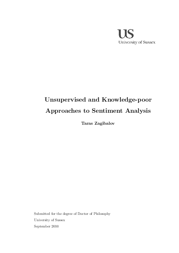 (PDF) Unsupervised and Knowledge-poor Approaches to Sentiment Analysis | Taras Zagibalov ...