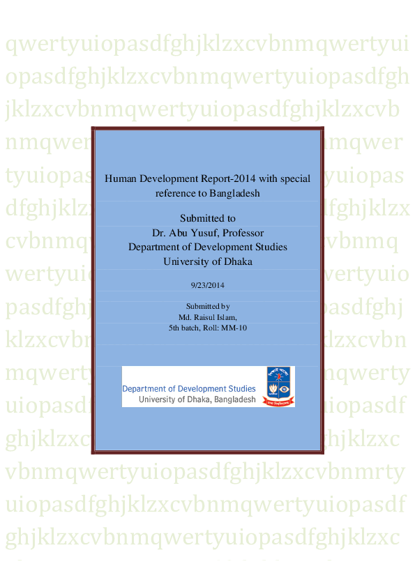 (PDF) Analyses of Bangladesh from Human Development Report-2014