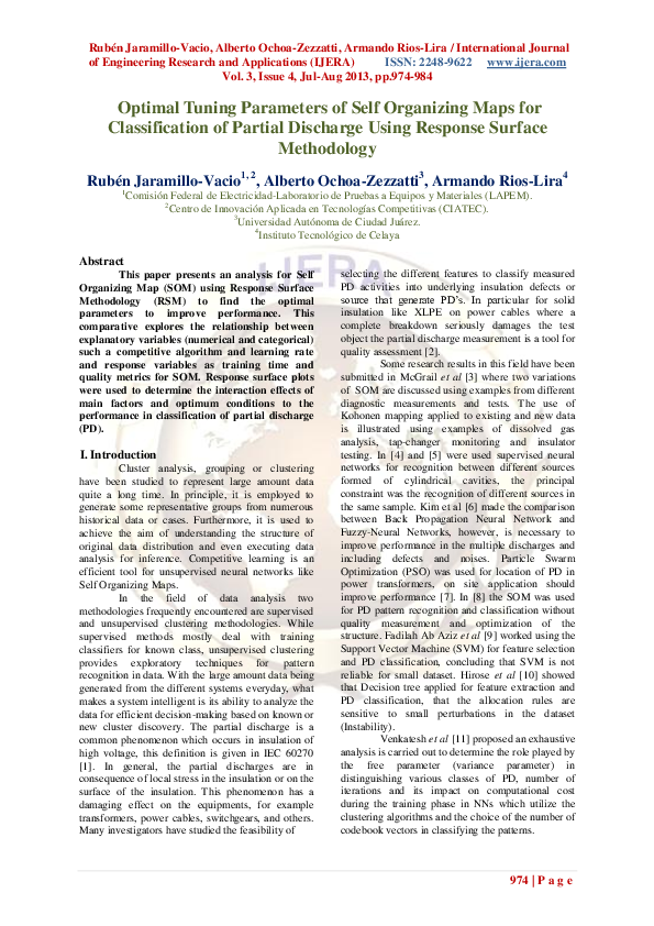 Pdf Optimal Tuning Parameters Of Self Organizing Maps For