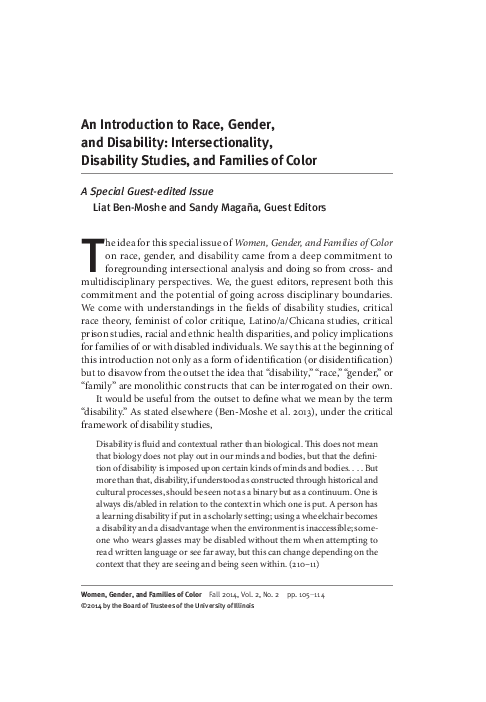 (PDF) An Introduction to Race, Gender, and Disability: Intersectionality, Disability Studies ...