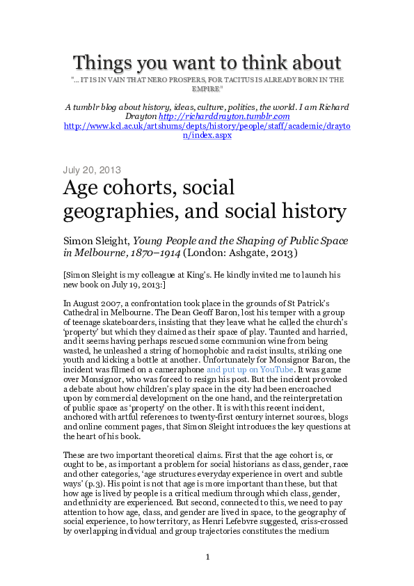 (PDF) Book launch appraisal - Prof Richard Drayton