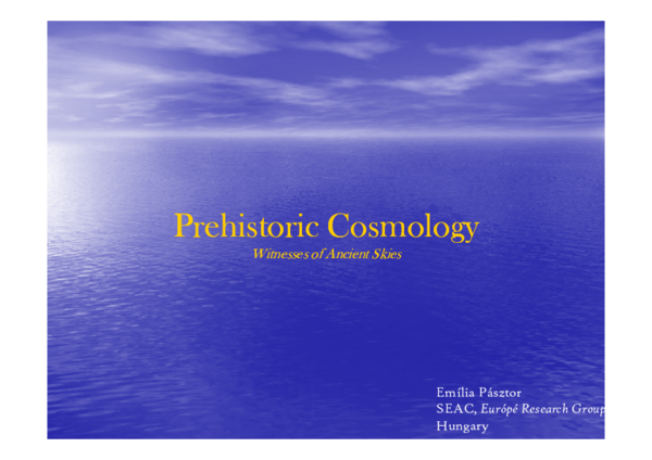 (PDF) Prehistoric Cosmology: Witnesses of Ancient Skies