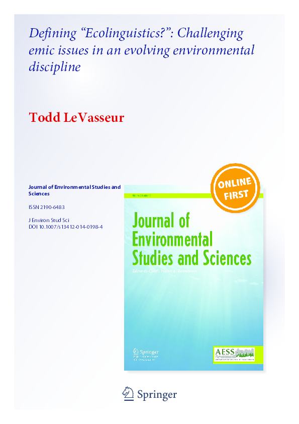(PDF) Defining "Ecolinguistics?": Challenging emic issues in an ...
