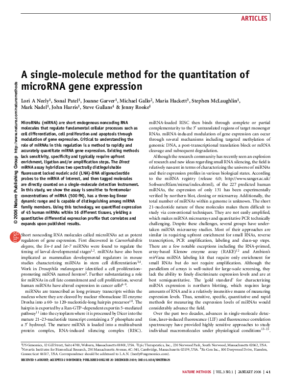 (PDF) A single-molecule method for the quantitation of microRNA gene ...