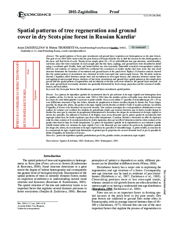 (PDF) Spatial patterns of tree regeneration and ground cover in dry ...