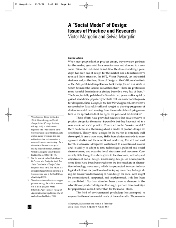 (PDF) A Social Model of Design: Issues of Practice and Research