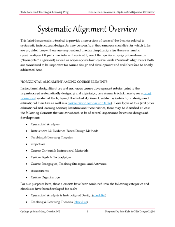 (PDF) Systematic Alignment Overview
