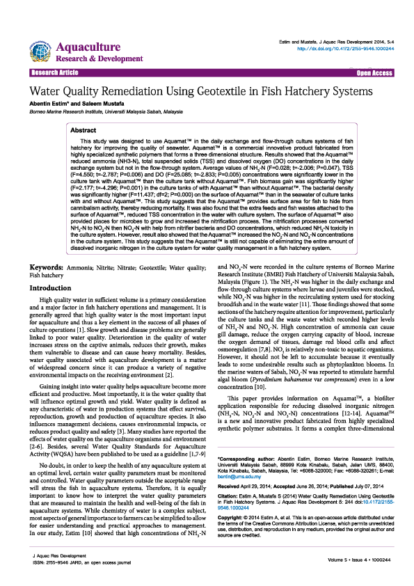 (PDF) Water quality management in a marine fish hatchery system