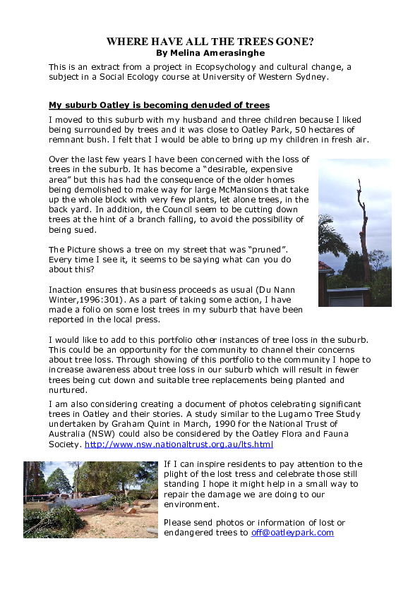 (PDF) WHERE HAVE ALL THE TREES GONE