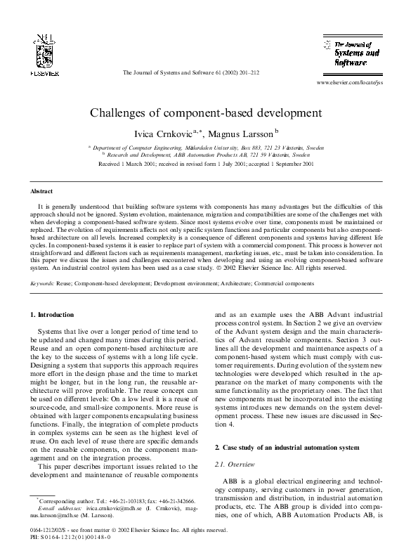 (PDF) Challenges of component-based development