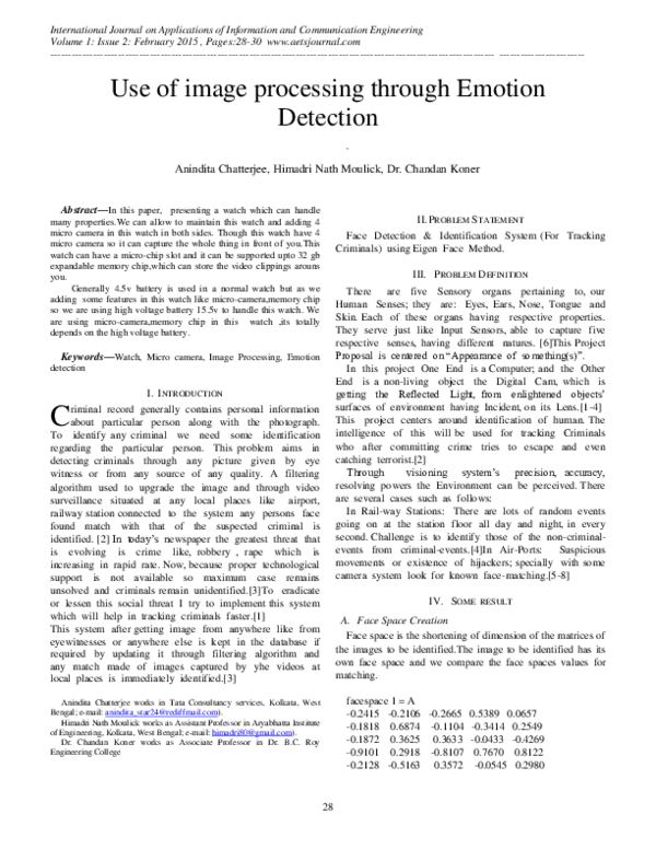 (PDF) Emotion Detection via Wearable Cameras
