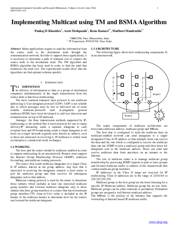 Pdf Implementing Multicast Using Tm And Bsmaalgorithm