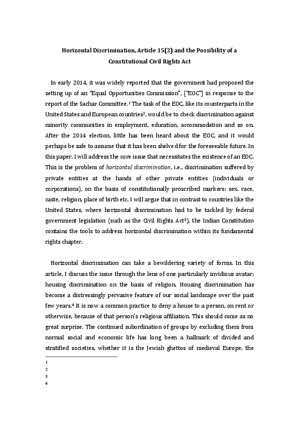 (DOC) Article 15(2) and a Constitutional Civil Rights Act