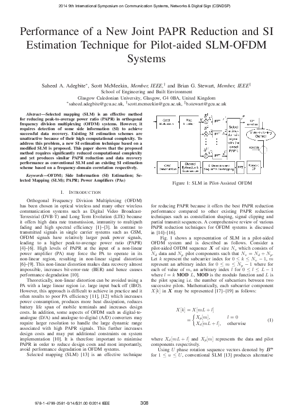 (PDF) Performance of a new joint PAPR reduction and SI estimation technique for pilot-aided SLM ...