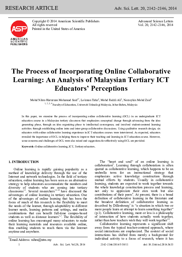 (PDF) The Process of Incorporating Online Collaborative Learning: An ...