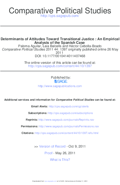 (PDF) Determinants of Attitudes Toward Transitional Justice: An ...