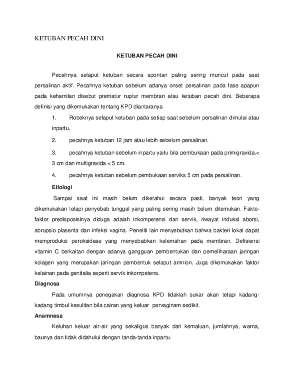 (DOC) KETUBAN PECAH DINI