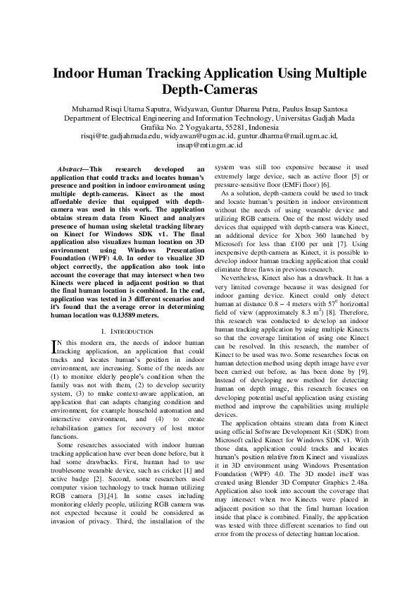 (PDF) Indoor Human Tracking Application Using Multiple Depth-Cameras ...