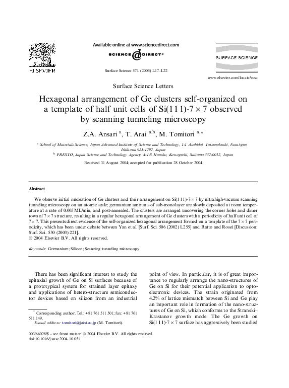 (PDF) Surface Science Letters