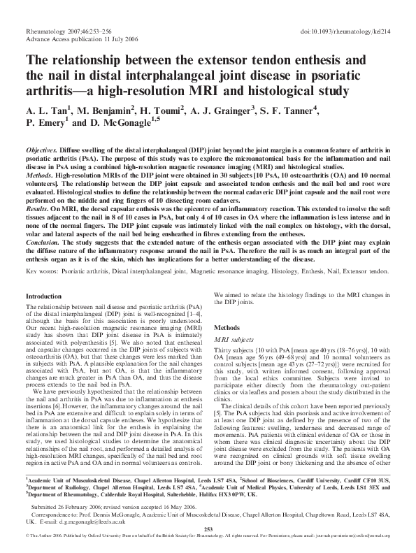 (PDF) The relationship between the extensor tendon enthesis and the ...