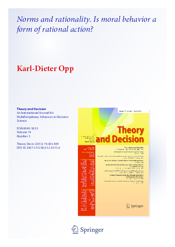 (PDF) Norms and Rationality. Is Moral Behavior a Form of Rational Action?