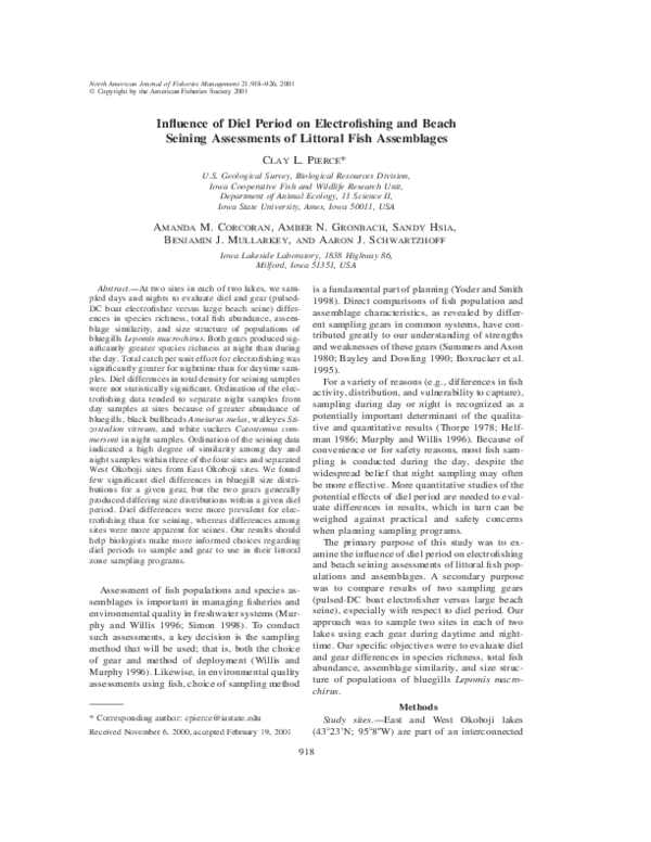 (PDF) Influence of Diel Period on Electrofishing and Beach Seining ...