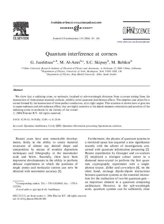 (PDF) Quantum interference at corners